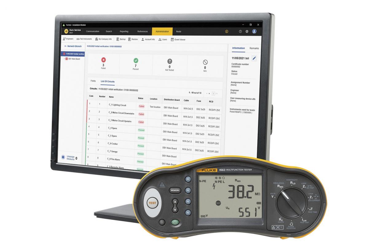 Fluke 1663 Multifunction Tester with TruTest™ Data Management Software ...